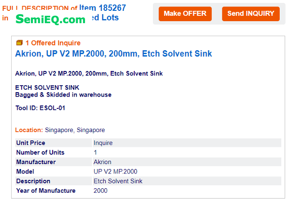 Akrion UP V2 MP.2000 Etch Solvent Sink - 半导体二手设备交易平台