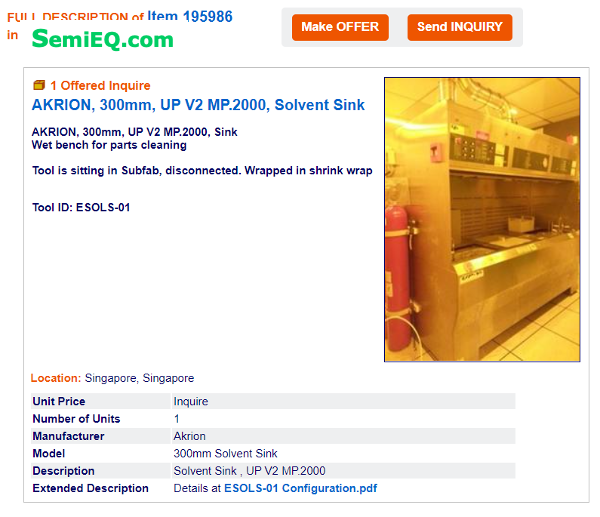 Akrion UP V2 MP.2000 Wet bench parts Cleaning - 半导体二手设备交易平台